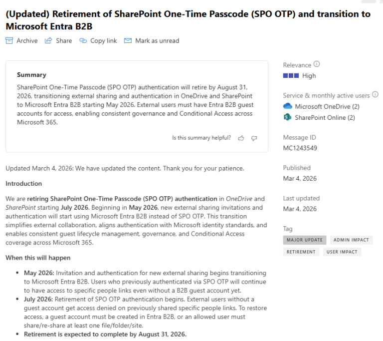 SharePoint One-Time Passcode Transition to Entra B2B – erik365.blog